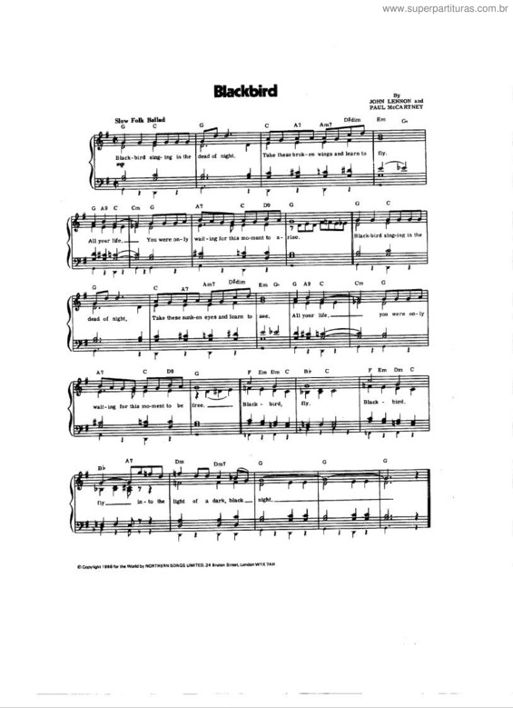 Super Partituras Blackbird V 7 The Beatles Com Cifra