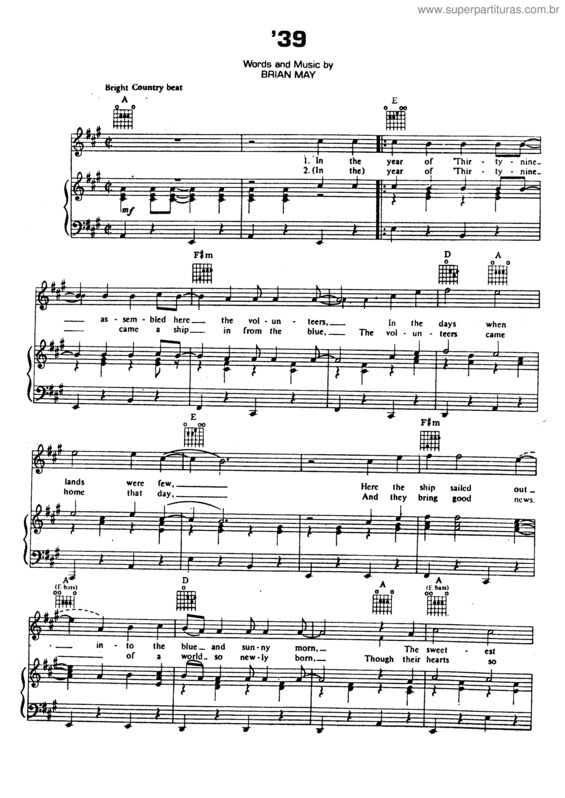 Super Partituras - `39 (Queen), com cifra