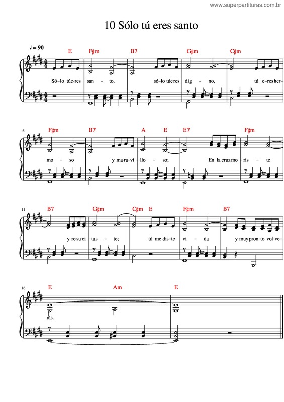 Super Partituras - 10 Sólo Tú Eres Santo (Monky92s)