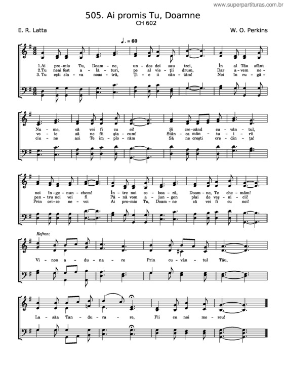 Super Partituras - 505. Ai Promis Tu, Doamne (W. O. Perkins)