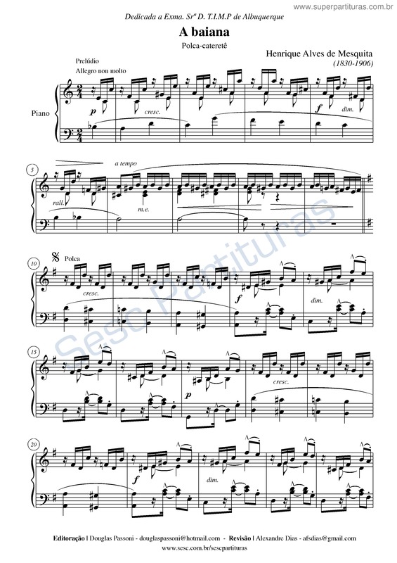 Super Partituras - A baiana (Henrique Alves de Mesquita), com cifra