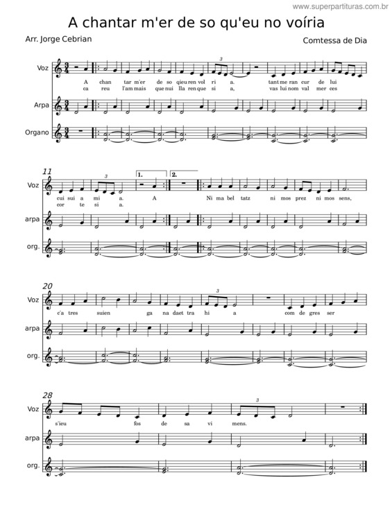 Super Partituras - A Chantar M`Er De So Qu`Eu No Voíria (Comtessa De ...
