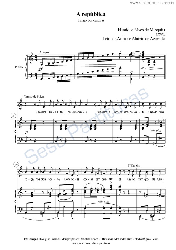 Super Partituras - A república (Henrique Alves de Mesquita), com cifra