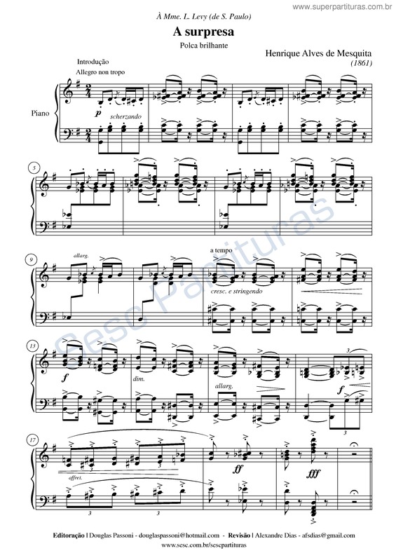 Super Partituras - A surpresa (Henrique Alves de Mesquita), com cifra