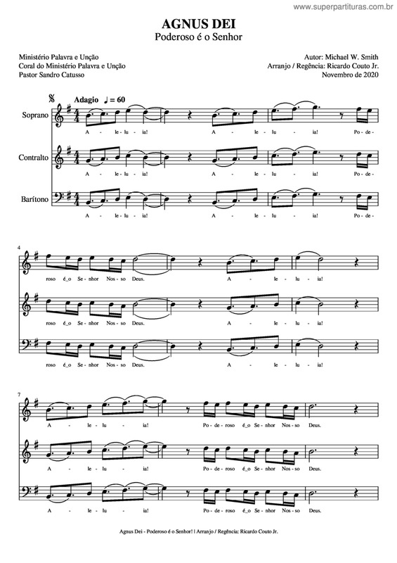 Super Partituras - Agnus Dei (Poderoso é o Senhor) v.2 (Michael W. Smith)