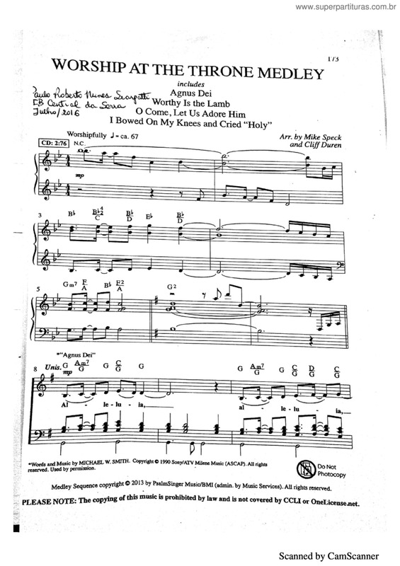 Super Partituras - Agnus Dei v.13 (MIKE SPECK), com cifra