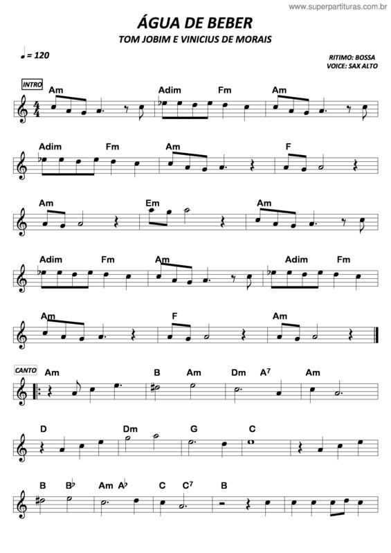 Super Partituras - Água De Beber v.17 (Tom Jobim), com cifra