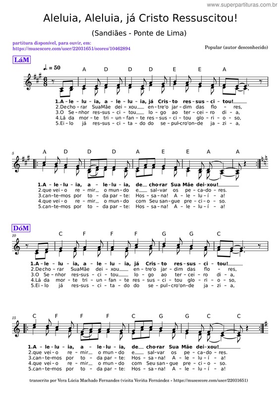 Super Partituras - Aleluia, Aleluia, Já Cristo Ressuscitou! (Desconhecido)