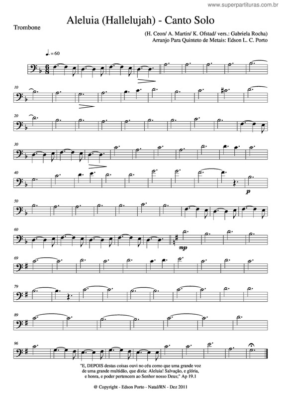 Super Partituras - Aleluia (Hallelujah) v.5 (Gabriela Rocha)