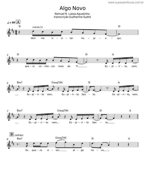 Super Partituras - Algo Novo v.3 (Coral Kemuel, Lukas Agustinho), com cifra Super Partituras - Algo Novo v.3 (Coral Kemuel, Lukas Agustinho), com cifra