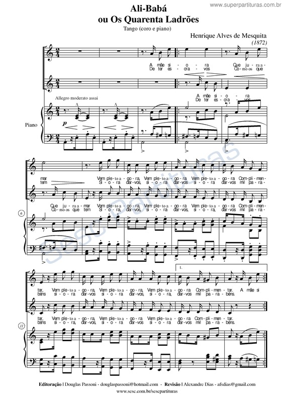 Super Partituras - Ali-Babá (Henrique Alves de Mesquita), com cifra