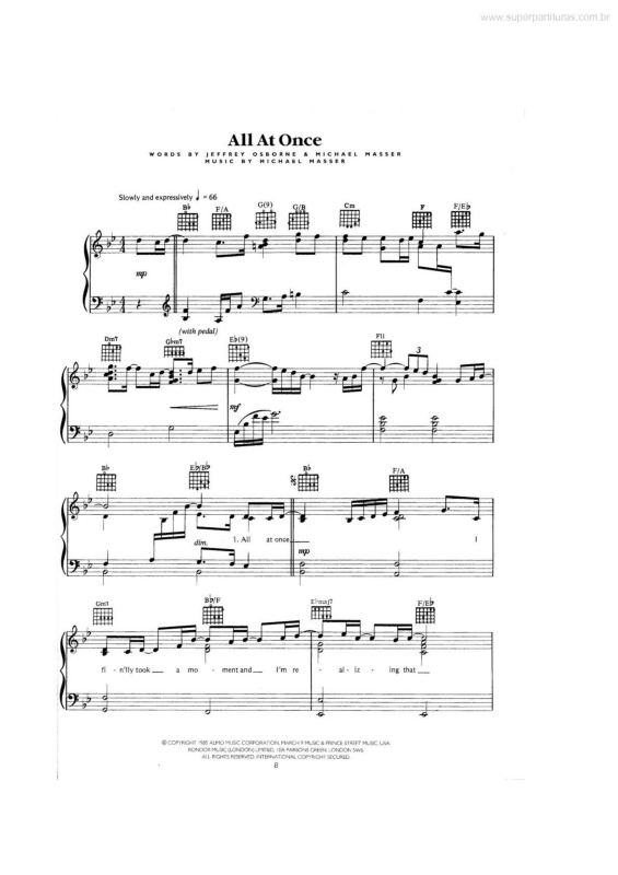 Super Partituras - All at Once (Whitney Houston, Michael Masser ...