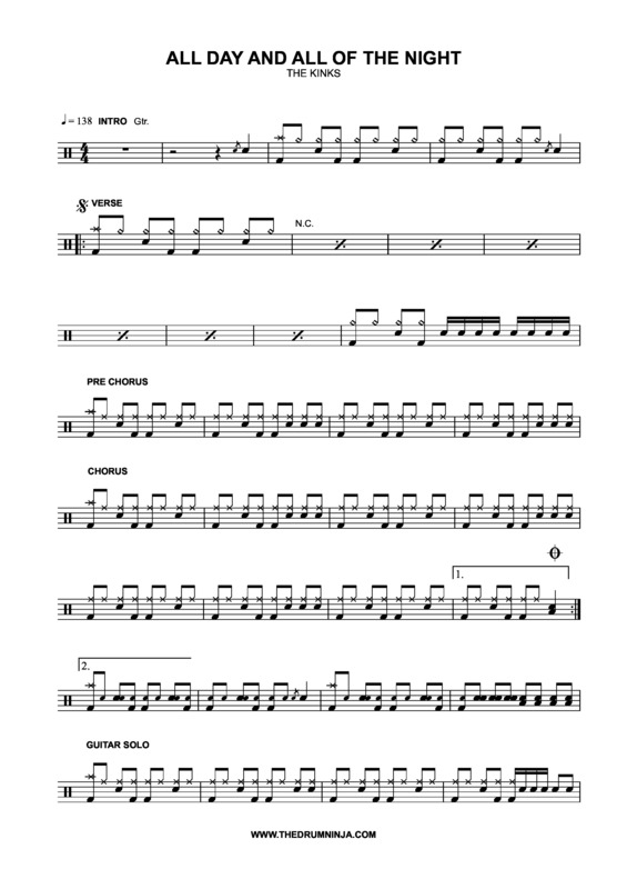 Super Partituras - All Day and All of The Night (The Kinks)