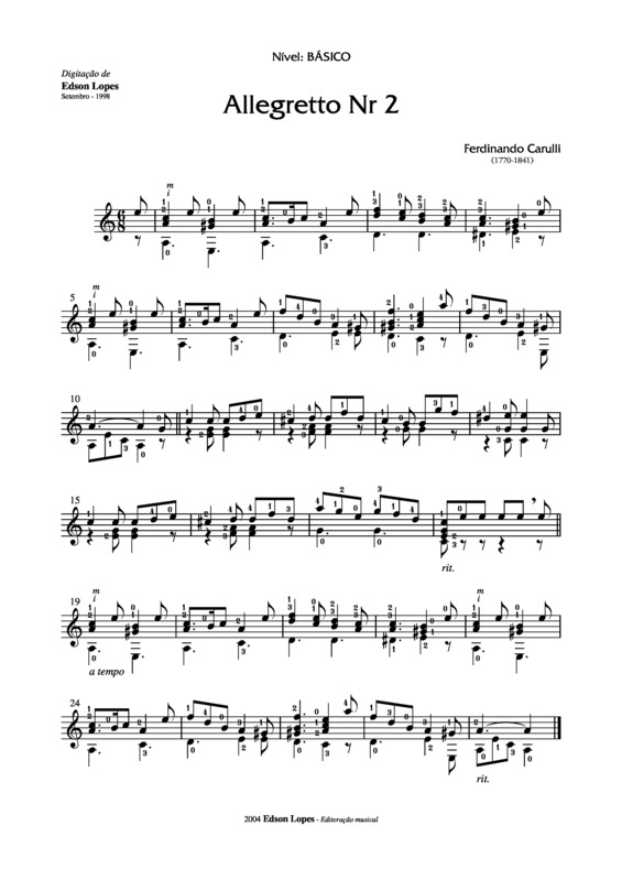 Super Partituras - Allegretto Nr 2 (Ferdinando Carulli)
