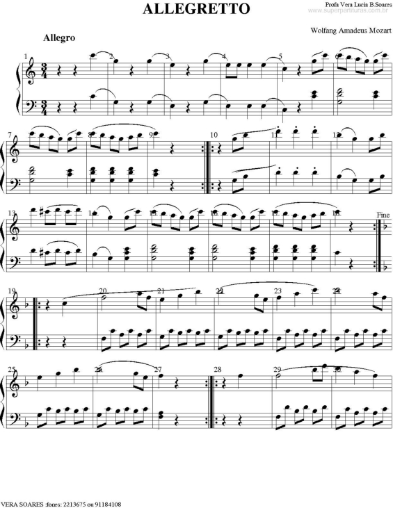 Super Partituras - Allegretto (Wolfgang Amadeus Mozart)