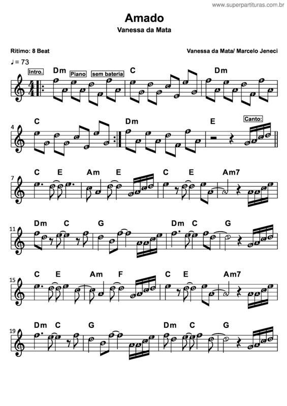 Super Partituras - Amado v.2 (Vanessa da Mata), com cifra