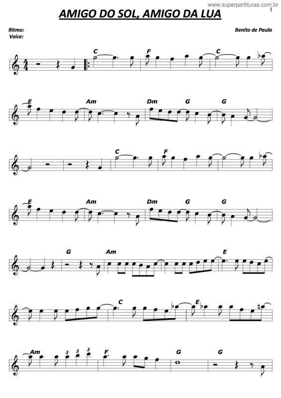 Super Partituras - Amigo Do Sol, Amigo Da Lua v.8 (Benito Di Paula), com cifra