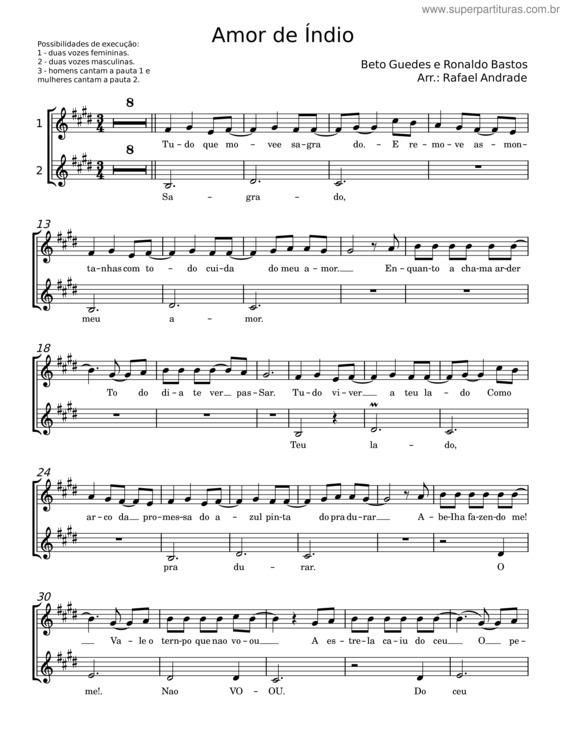 Super Partituras - Amor De Índio v.11 (Beto Guedes)