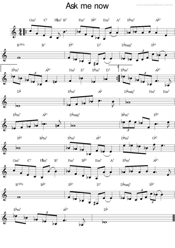 Super Partituras - Ask Me Now (Thelonious Monk), com cifra