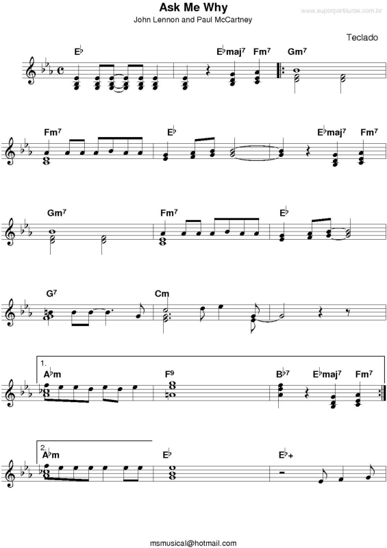 Super Partituras - Ask Me Why v.2 (The Beatles), com cifra