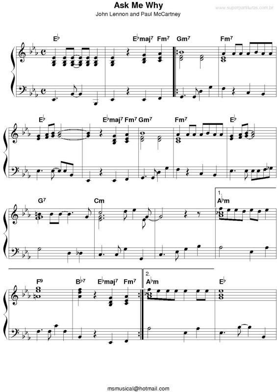 Super Partituras - Ask Me Why (The Beatles), com cifra