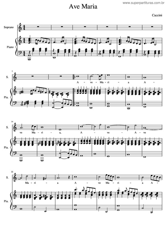 Super Partituras - Ave Maria Caccini v.2 (Giulio Caccini)
