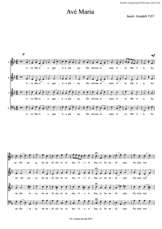 Super Partituras - Avé Maria Jacob Arcadelt 1557 (Desconhecido)
