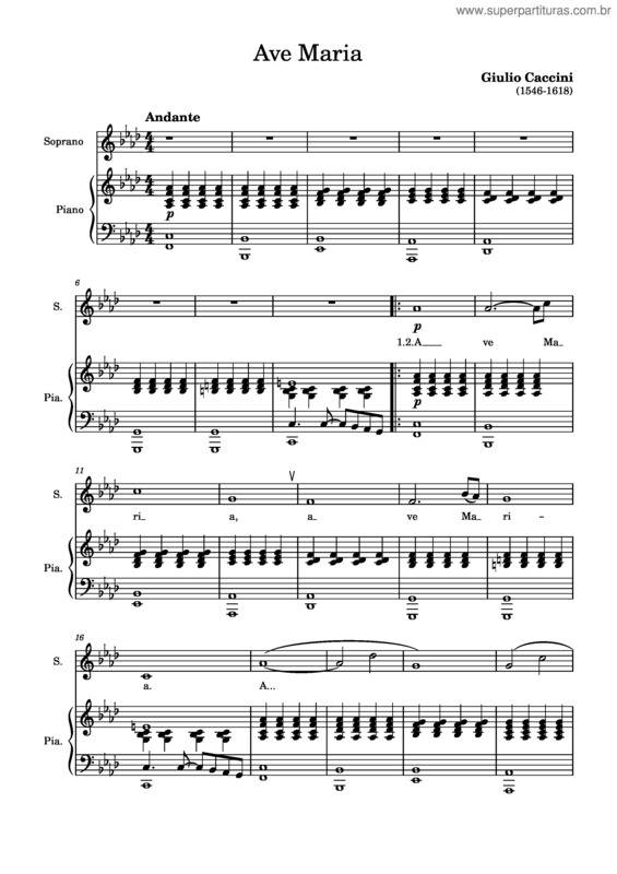 Super Partituras - Ave Maria v.290 (Giulio Caccini)