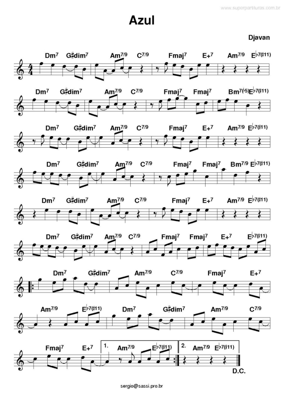 Super Partituras - Azul (Djavan), com cifra