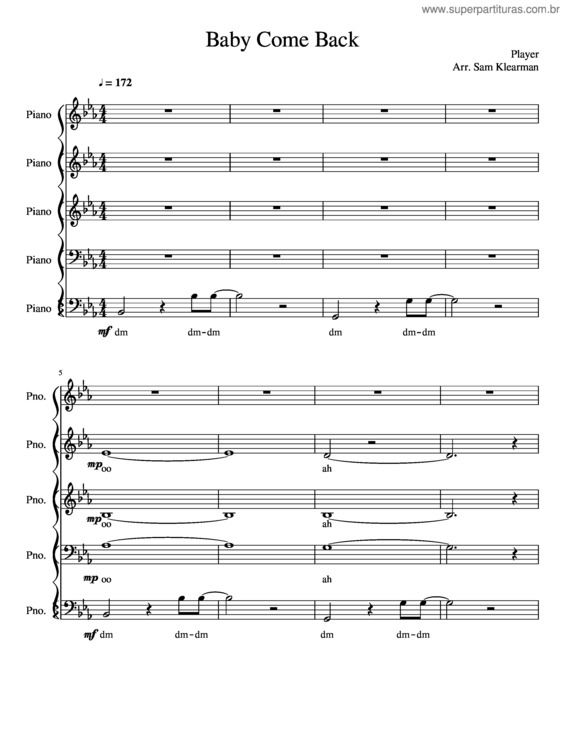 Super Partituras - Baby Come Back (Ohio Players)