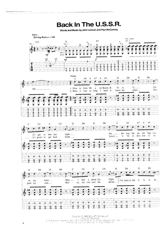 Super Partituras - Back In The USSR v.2 (The Beatles), com cifra