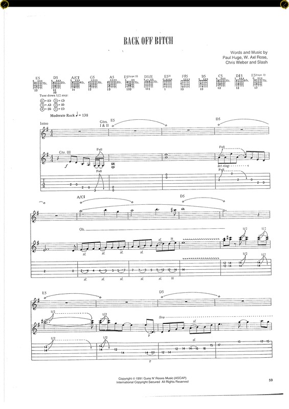 Super Partituras - Back Off Bitch (Guns N`Roses), com cifra