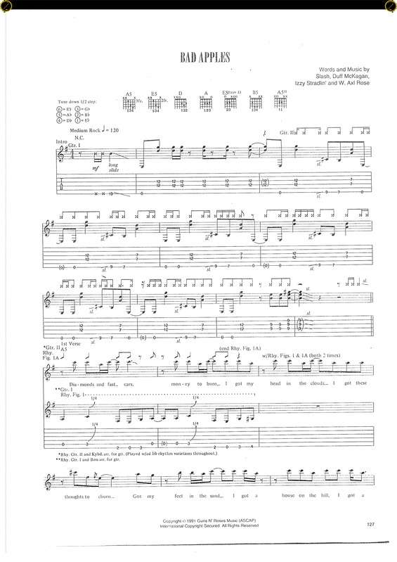 Super Partituras - Bad Apples (Guns N`Roses), com cifra