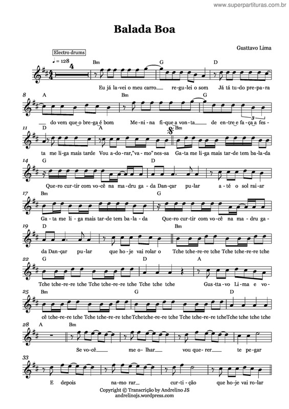 Super Partituras - Balada boa v.2 (Gusttavo Lima), com cifra