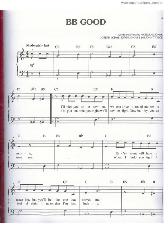 Super Partituras - BB good (Jonas Brothers), com cifra