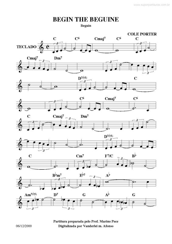 Super Partituras - Begin The Beguine (Cole Porter), com cifra