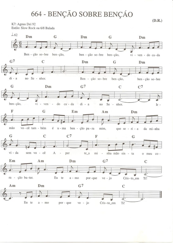 Super Partituras - Bênção Sobre Bênção (Músicas Cristãs), com cifra Super Partituras - Bênção Sobre Bênção (Músicas Cristãs), com cifra
