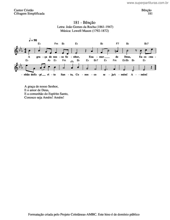 Super Partituras - Bênção v.4 (Cantor Cristão), com cifra Super Partituras - Bênção v.4 (Cantor Cristão), com cifra