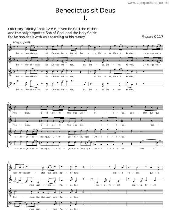 Super Partituras - Benedictus Sit Deus (Desconhecido)