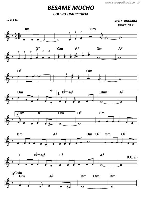 Super Partituras - Besame Mucho 2 (C. Velasques), com cifra