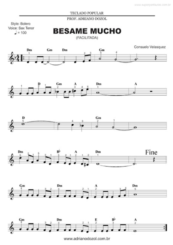 Super Partituras - Besame Mucho (Consuelo Velazquez), com cifra Super Partituras - Besame Mucho (Consuelo Velazquez), com cifra