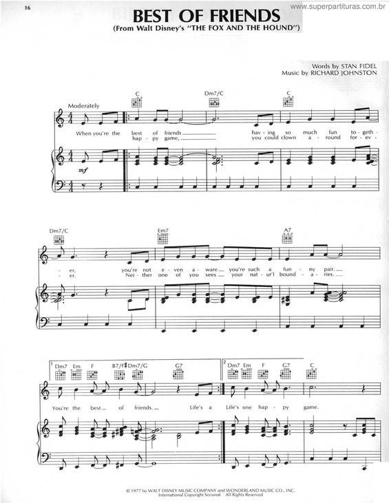 Super Partituras - Best Of Friends v.2 (Disney), com cifra