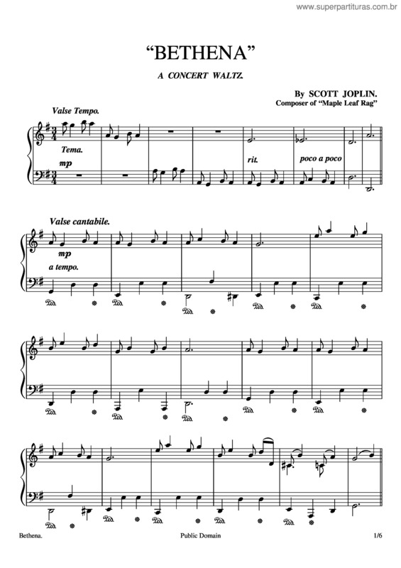 Super Partituras - Bethena v.3 (Scott Joplin), com cifra