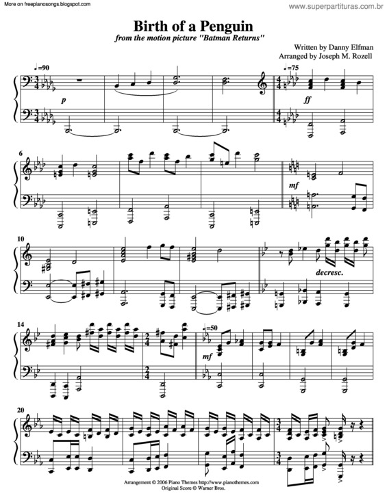 Super Partituras - Birth Of A Penguin (Batman Returns) (Danny Elfman)