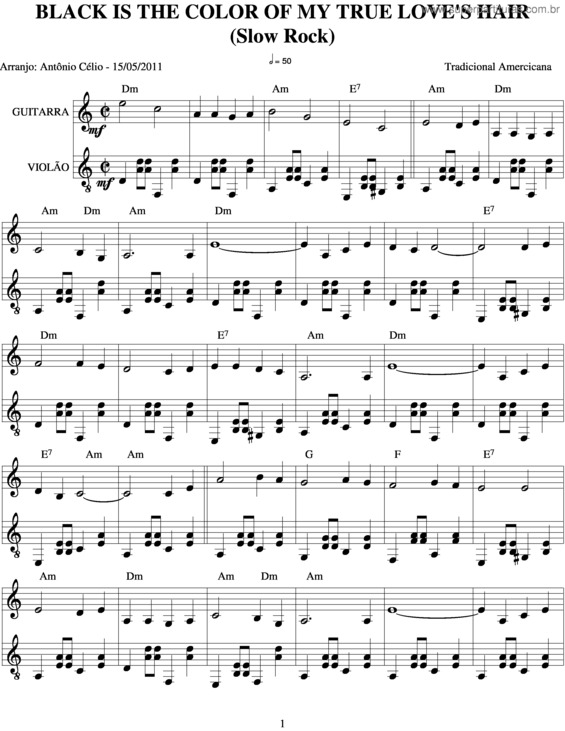 Super Partituras - Black Is The Color Of My True Loves Hair ...