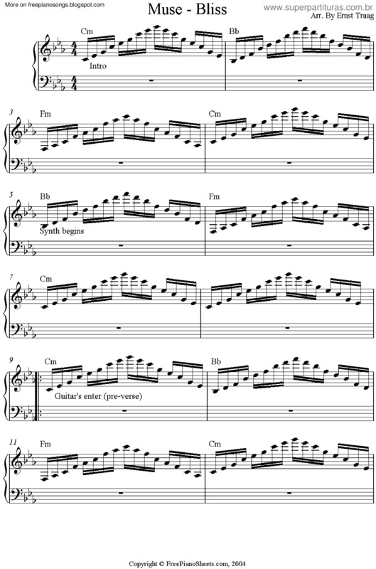 Super Partituras - Bliss (Muse)