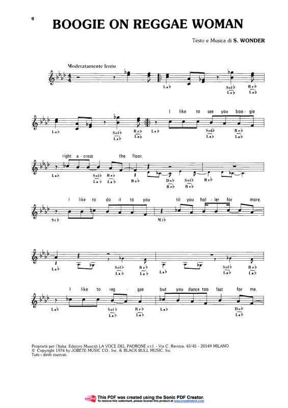 Super Partituras - Boogie On Reggae Woman (Stevie Wonder), com cifra
