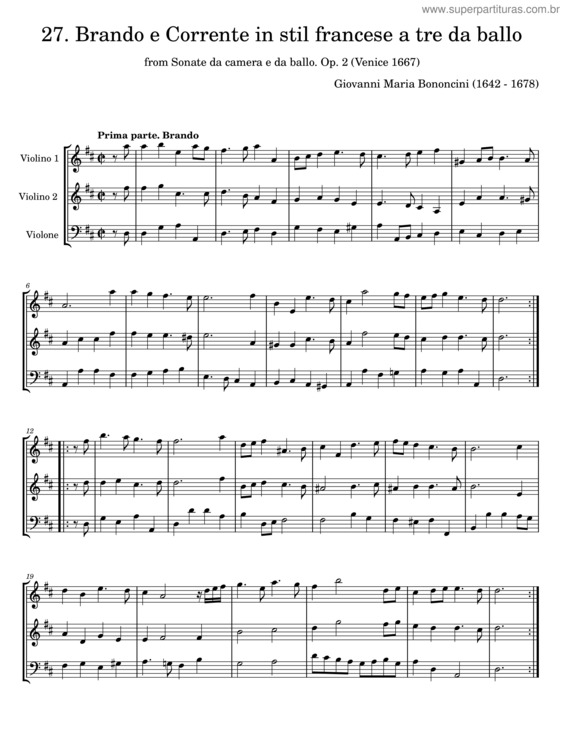 Super Partituras - Brando E Corrente In Stil Francese A Tre Da Ballo ...