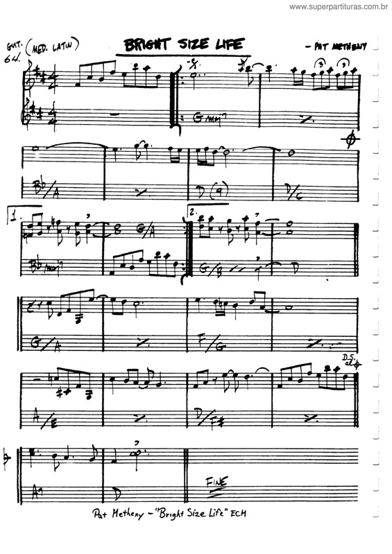 Super Partituras - Bright Size Life v.2 (Pat Metheny), com cifra