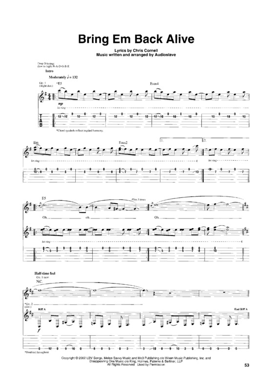 Super Partituras - Bring Em Back Alive (Audioslave), com cifra